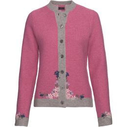 Luis Steindl Linksstrickjacke mit Blümchen Rose/Grau (Größe: 36)