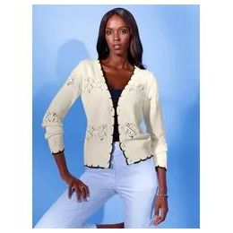 CR&Eacute;ATION L Cardigan CREATION L, Damen, Gr. 38, beige (ecru), 50% Baumwolle, 50% Polyacryl, gemustert, mehrfarbig, Strickjacken