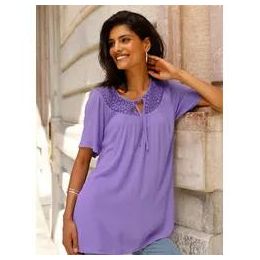 Longbluse Classic Basics, Damen, Gr. 44, lila (lavendel), 100% Viskose, unifarben, Rundhals, Blusen Longbluse