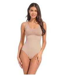 Shaping-Body MAGIC BODYFASHION, Damen, Gr. S, Cup C, braun (cappuccino), Obermaterial: 85% Polyamid, 15% Elasthan, eng normal, tiefer Rundhals, Bodys, starke Kompression, nahtlos, eng, basic, bequem, weich