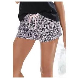 Schlafshorts Vivance DREAMS, Damen, Gr. 40/42, N-Gr, schwarz (hellrosa, schwarz), Jersey, Obermaterial: 100% Baumwolle, gemustert, comfort fit kurz, Hosen, im Allover-Druck