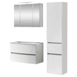 Badezimmer-Set Welltime "Kaunas", wei&szlig; (matt wei&szlig;, wei&szlig;), B:120cm H:200cm T:49cm, Kastenm&ouml;bel-Sets, bestehend aus Waschtisch-Set mit Seitenschrank, Breite 120 cm