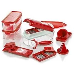 Gem&uuml;seschneider Genius "Nicer Dicer Smart, inkl. Julietti, Set 16-tlg.", rot, B:19,5cm H:16,5cm T:20cm, Zerkleinerer, Gem&uuml;seschneider, W&uuml;rfel, Stifte, Scheiben, Streifen, Viertel und Gehobeltes