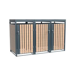 WESTMANN Mülltonnenbox 'Planta' bepflanzbar anthrazit/Holzoptik 84 x 200 x 124 cm