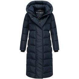 Navahoo Damen Steppmantel Lang Jacke Stepp Wintermantel gef&uuml;ttert Anorak Parka Kapuze & Kragen Engelsfeder