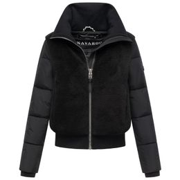 Navahoo Damen Winterjacke Teddyfell warm Jacke gesteppte &Auml;rmel Kragen Teddyzone