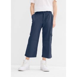 bonprix Loose Fit 3/4 Cargohose aus reiner Baumwolle, blau, 100% Baumwolle