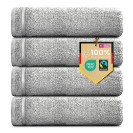 4er Set Gästehandtücher Plain dunkelgrau 30x50 - Farbe: Grau, Größe: 30x50