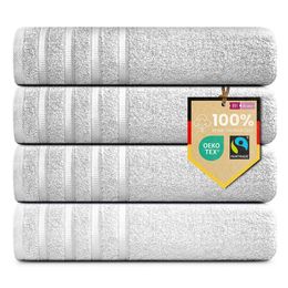 4er Set Duscht&uuml;cher Plain wei&szlig; 70x140 - Gr&ouml;&szlig;e: 70x140, Farbe: Weiss