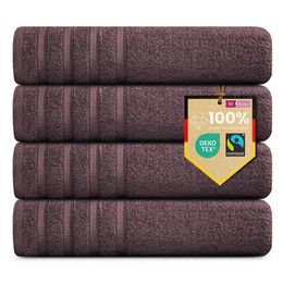 4er Set Duschtücher Plain bordeaux-rot 70x140 - Farbe: Bordeaux-Rot, Größe: 70x140