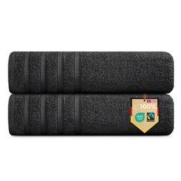 2er Set Saunatücher Plain schwarz 90x200 - Größe: 90x200, Farbe: Schwarz