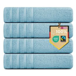 4er Set Duscht&uuml;cher Plain hellblau 70x140 - Gr&ouml;&szlig;e: 70x140, Farbe: Hellblau