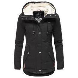 Winterjacke Marikoo "Bikoo", Damen, Gr. M (38), schwarz, Oberstoff: 100% Baumwolle. Futter: 100% Polyester. Wattierung: 100% Polyester. &Auml;rmelfutter: 100% Polyester, figurumspielend h&uuml;ftbedeckend, hoch geschlossener Ausschnitt, &Auml;rmel ohne &Auml;rmelschlitz Rippstrickb&uuml;ndchen, Jacken Winterjacke, sportliche Damen Outdoor Baumwolljacke mit Kapuze