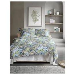 Bettw&auml;sche Irisette "Tokio 8598", blau, B/L: 155cm x 220cm, 1 Stk., 1 Stk., Mako-Satin, B/L: 80cm x 80cm, 2 Stk., Mako-Satin, Obermaterial: 100% Baumwolle, Bettw&auml;sche, Bettw&auml;sche, seidiger Glanz, besonders weich und hautschmeichelnd