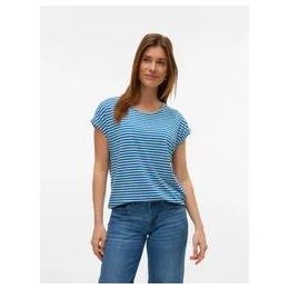 V&eacute;ro Moda Rundhalsshirt VERO MODA "VMAVA PLAIN SS TOP STRIPE GA JRS NOOS", Damen, Gr. M, daphne stripes:pristine, Jersey, Obermaterial: 95% Lyocell, 5% Elasthan, gestreift, normal, Rundhals, Shirts Rundhalsshirt, Materialmix, regular fit