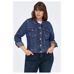 Jeansjacke Only CARMAKOMA "CARWESPA LS DBD JACKET DNM", Damen, Gr. 48, blau (dunkelblau denim), Denim/Jeans, Obermaterial: 79% Baumwolle, 20% Polyester, 1% Elasthan, unifarben, Jacken Jeansjacke