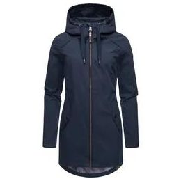 Outdoorjacke Ragwear "Mondda", Damen, Gr. XS (34), blau (navy), Obermaterial: 74% Baumwolle, 26% Nylon. Innenfutter: 100% Polyester, figurumspielend ca. Mitte Oberschenkel, hoch geschlossener Ausschnitt, &Auml;rmel ohne &Auml;rmelschlitz normaler Saum mit Druckknopf, Jacken Outdoorjacke, schicker Damen &Uuml;bergangsparka mit tollen Details