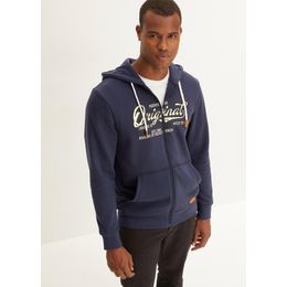 bonprix Innen weich angeraute Kapuzen-Sweatjacke, blau, mit Baumwolle