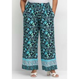 sheego Gro&szlig;e Gr&ouml;&szlig;en Schlupfhose in weiter Form, mit floralem Print, tiefblau-gemustert, Gr&ouml;&szlig;e 54 - Damen