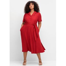 sheego by Joe Browns sheego Große Größen Hemdblusenkleid in Crêpe-Qualität, rot, Größe 46 - Damen