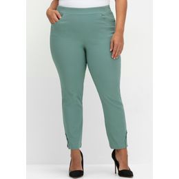 sheego Große Größen Bengalinhose mit Spitze am Saum, jade, Größe 40 - Damen