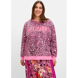 sheego loves miss goodlife sheego Gro&szlig;e Gr&ouml;&szlig;en Sweatshirt im Leoprint, mit Frontdruck, pink gemustert, Gr&ouml;&szlig;e 54 - Damen