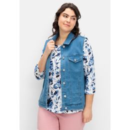 sheego Gro&szlig;e Gr&ouml;&szlig;en Jeansweste mit Pattentaschen, aufgesetzt, blue-bleached, Gr&ouml;&szlig;e 50 - Damen