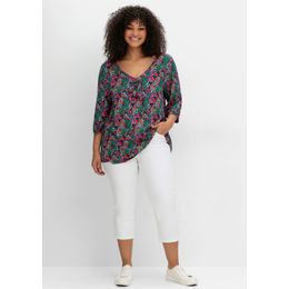 sheego by Joe Browns sheego Gro&szlig;e Gr&ouml;&szlig;en 3/4-Arm-Shirt mit Allover-Blumendruck und tiefem Ausschnitt, bunt, Gr&ouml;&szlig;e 56/58 - Damen