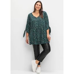 sheego Gro&szlig;e Gr&ouml;&szlig;en Tunika mit Alloverprint, tiefgr&uuml;n-gemustert, Gr&ouml;&szlig;e 52 - Damen