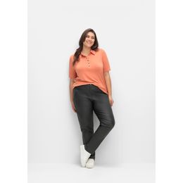 sheego Gro&szlig;e Gr&ouml;&szlig;en 5-Pocket-Hose in Leder-Optik, anthrazit, Gr&ouml;&szlig;e 18 - Damen