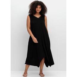 sheego Große Größen Jerseykleid mit Zipfelsaum, schwarz, Größe 56 - Damen