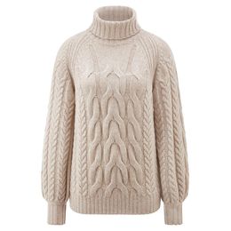 Marcel Ostertag - Rollkragen-Pullover, beige, Gr. 40 / M - Schurwolle