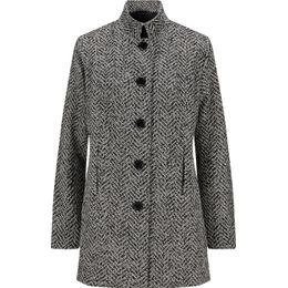 CRÉATION L Damen Boucléjacke mit Schulterpolstern, Bouclé-Qualität schwarz-weiß-gemustert Größe 38