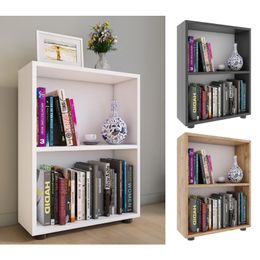 Vcm Holzregal stehend platzsparender Bücherregal Maße ca. H. 72 x B. 55 x T. 20 cm Elegante Aufbewahrung Regal – Bulas 2 Fächer