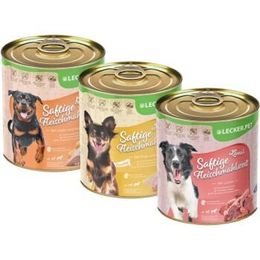 LYRA PET Lecker.Pet&reg; Gino's, Josie's & Luna's Saftige Fleischmahlzeit Hunde Nassfutter Mix Vollnahrung
