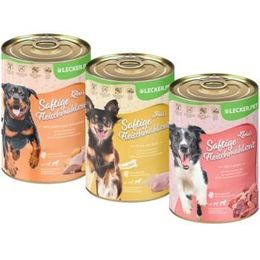 LYRA PET Lecker.Pet Gino's, Josie's & Luna's Saftige Fleischmahlzeit Hunde Nassfutter Mix Vollnahrung