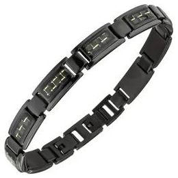 Armband Jobo, schwarz, Armb&auml;nder, Damen, 22cm, Edelstahl, Armband, Edelstahl mit goldfarbenen Effekten 22 cm