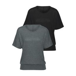 Vivance Kurzarmshirt 'mit breitem Bund' mehrfarbig Gr. 36/38 f&uuml;r Damen. Mit Rundhals. Bequem. Nachhaltig.