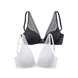 Petite Fleur Push-up-BH schwarz+wei&szlig; Gr. 90AA. Mit Herausnehmbaren Kissen und mit B&uuml;gel
