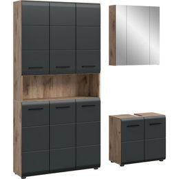 Inosign Badezimmer-Set Set, 4 Stk. tlg. Nox Oak NB / Sschwarz matt