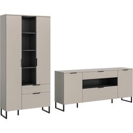 Inosign Wohnwand »ADIO, Breite 290 cm, 2-teiliges Set, mit Metall-Kufenfüße« Set, bestehend aus: Mehrzweckschrank und Sideboard, 2 Stk. tlg....