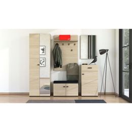 Home Affaire Garderoben-Set &raquo;Rathlin Flurm&ouml;bel, Dielenm&ouml;bel, Flurschrank, Flurgarderobe&laquo; 5tlg, 5 Stk. tlg. helle Hafeneiche Gesamtma&szlig;e (B/T/H):...