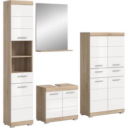 Inosign Badmöbel-Set »Siena, 4 teilig, bestehend aus:« Set, TOPSELLER!, 4 Stk. tlg. Eiche Sonoma Hell NB/weiß Hochglanz MDF TZ