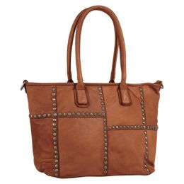 Samantha Look Damen Shopper echt Leder, Made in Italy braun