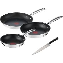 Tefal Pfannen-Set »Duetto+ Ice Force« Edelstahl 18/10 Set, je 1 Bratpfanne Ø 20/24/28 cm, 1 Kochmesser 20 cm, Edelstahl in Premium Qualität,...