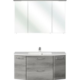 SAPHIR Badmöbel-Set »Quickset 2-teilig, Mineralmarmor-Waschtisch mit LED-Spiegelschrank« 2 Stk. tlg. Graphit Struktur