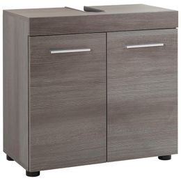Welltime Waschbeckenunterschrank »Royan« Waschbeckenunterschrank mit 2 Türen - (B/T/H) 58/31/57 cm eichefarben rauchsilber