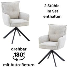 Stolkom Armlehnstuhl »Sofia young« (Set) 2 Stk.180 grad drehbar mit Auto-Return, Federkern im Sitz beige/schwarz + schwarz