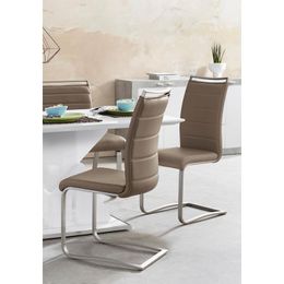MCA furniture Freischwinger »Pescara« (Set) 2 Stk.Stuhl belastbar bis 120 Kg cappuccino + Edelstahl gebürstet