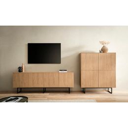 Home Affaire Wohnwand »Lund, moderne Anbauwand, Wohnzimmer-Set in Stone Oak« 2 Stk. tlg. Stone Oak Enthält Lowboard und Highboard für vielseitige...